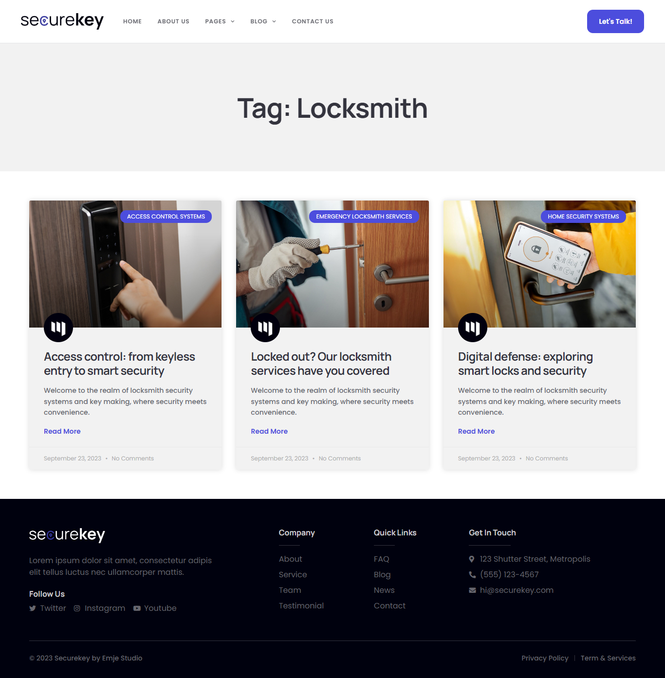 Securekey - Locksmith Security System & Key Maker Elementor Pro Template Kit by emjecreative